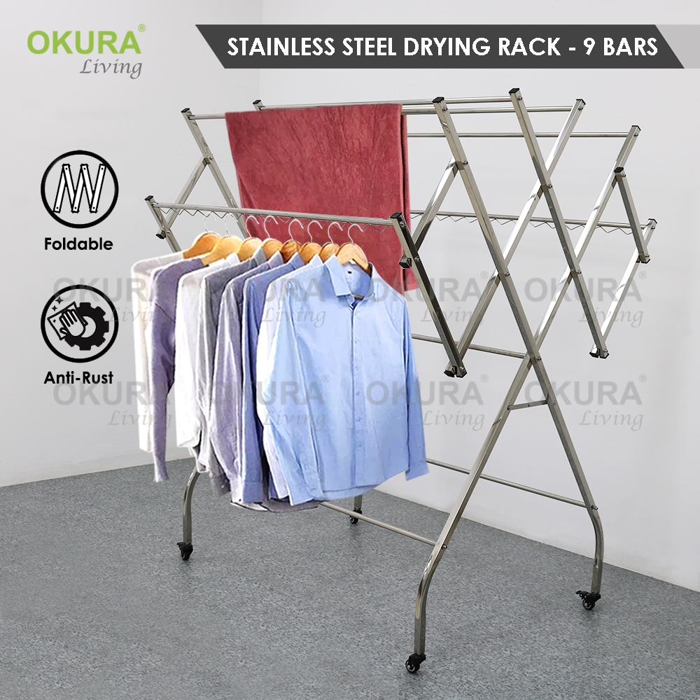 OKURA Foldable Stainless Steel Clothes Hanger / Mobility Clothing ...