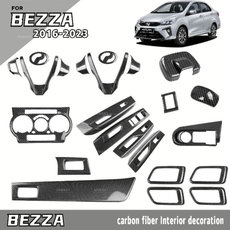 Perodua bezza carbon fiber steering wheel logo emblem frame cover ...