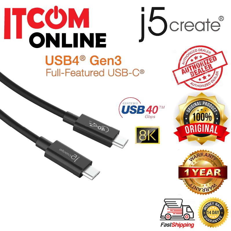 J5 CREATE FULL-FEATURED THUNDERBOLT 4 8K USB-C TO USB-C 40GBPS 80CM ...