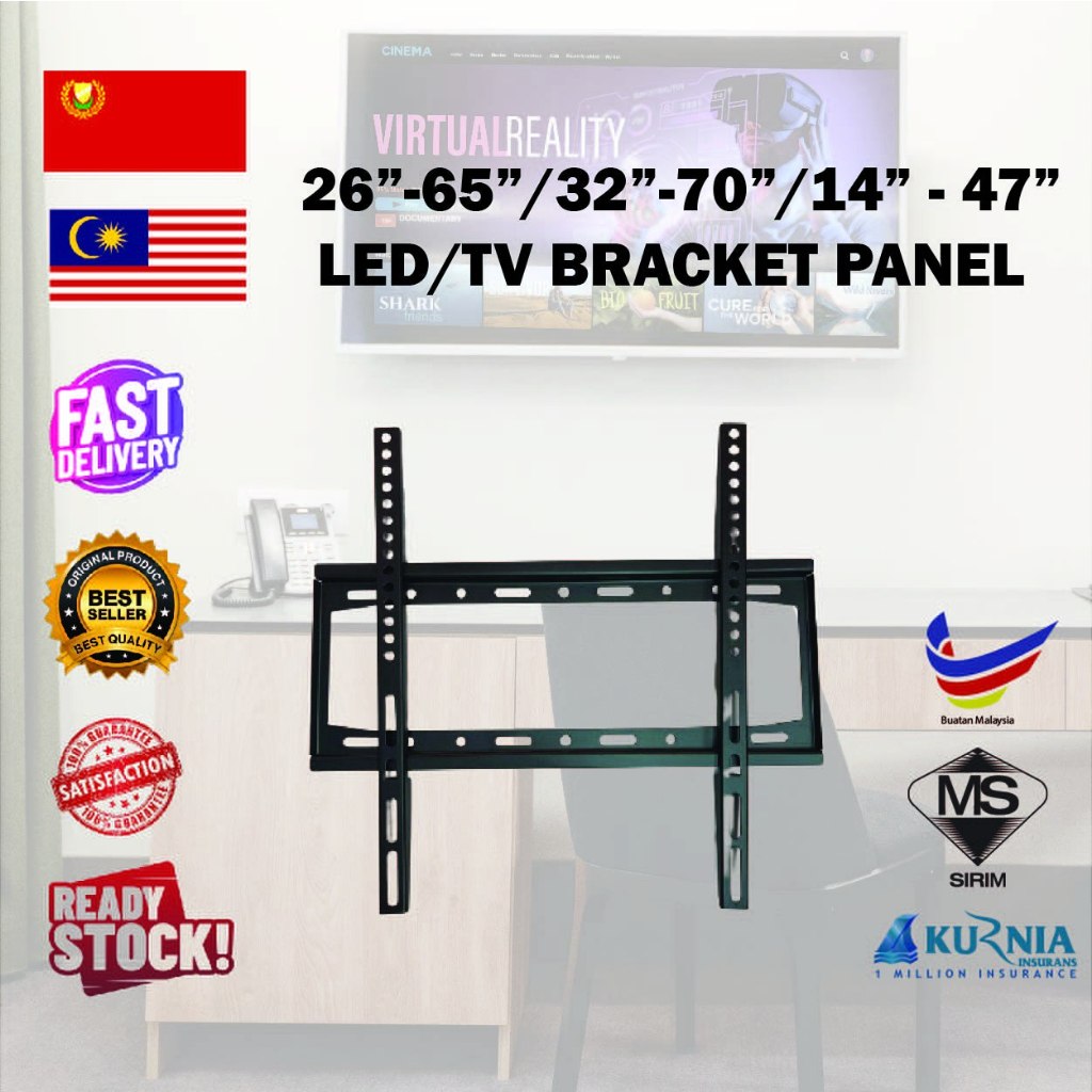 UNIVERSAL FULL SET WITH SCREW TV WALL MOUNT PANEL/BRACKET/LCD/LED/FLAT ...