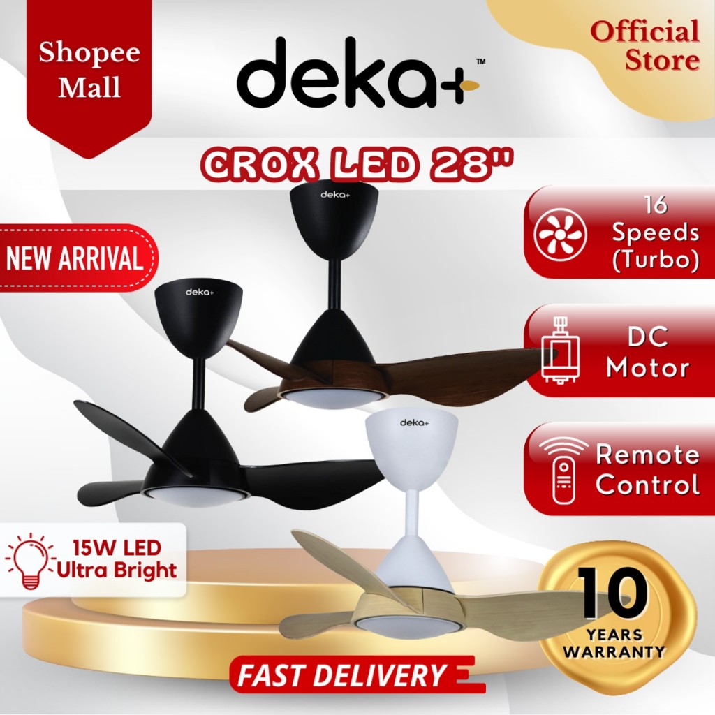 DEKA+ CROX 28'' 3 Blades 14 Speeds +TURBO with Remote Control DC Motor ...