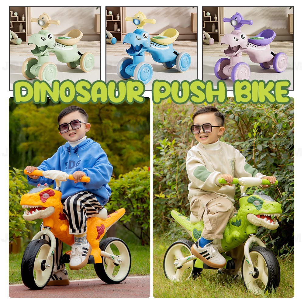 DINOSAUR PUSH BIKE Premium Balance Push Bike Baby With Light And Music | Shopee Malaysia