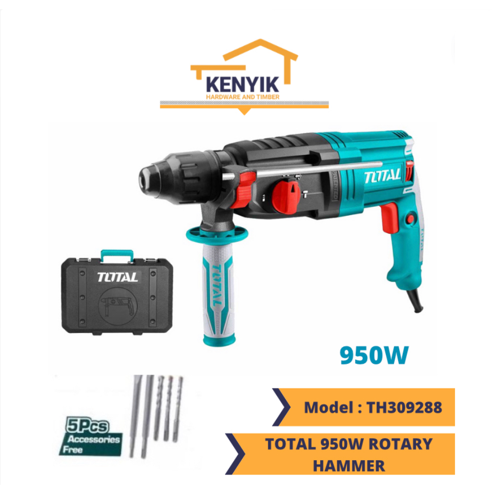 TOTAL 950W 4 IN 1 Rotary Hammer Drill TH309288 TH308268 | Chisel ...