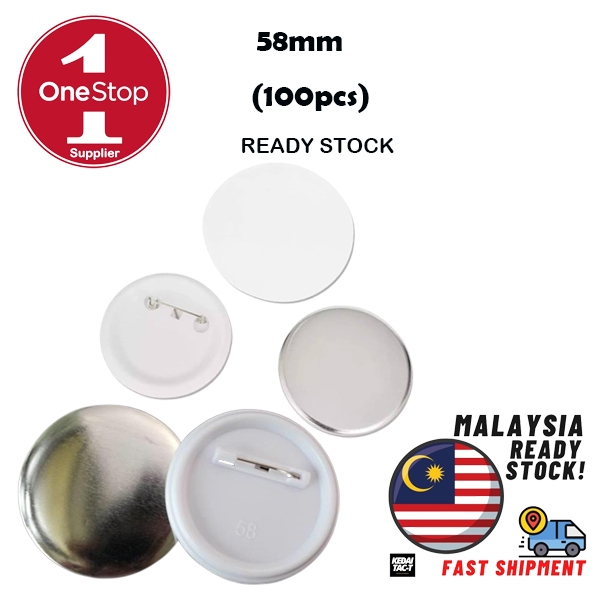 58MM BUTTON BADGE 100PCS (SAFETY PIN & NORMAL PIN (100PCS) READY STOCK ...