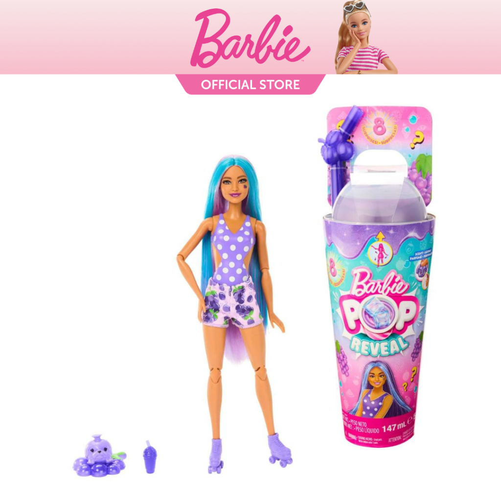 Barbie Pop Reveal Fruit Series Grape Fizz Doll (HNW44) | Shopee Malaysia