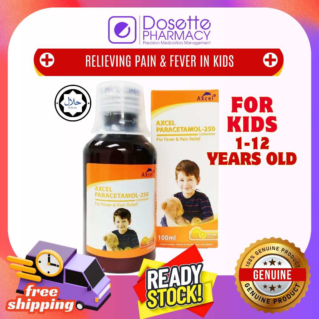 [SHIP IN 24H] AXCEL PARACETAMOL 250MG ORANGE SYRUP 90ML EXP: 05/2026 ...