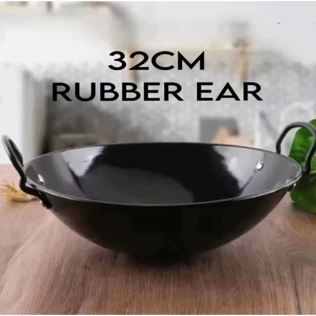 KUALI HITAM, BELANGA HITAM, ENAMEL WOK DOUBLE HANDLE THICK, KUALI BESI ...