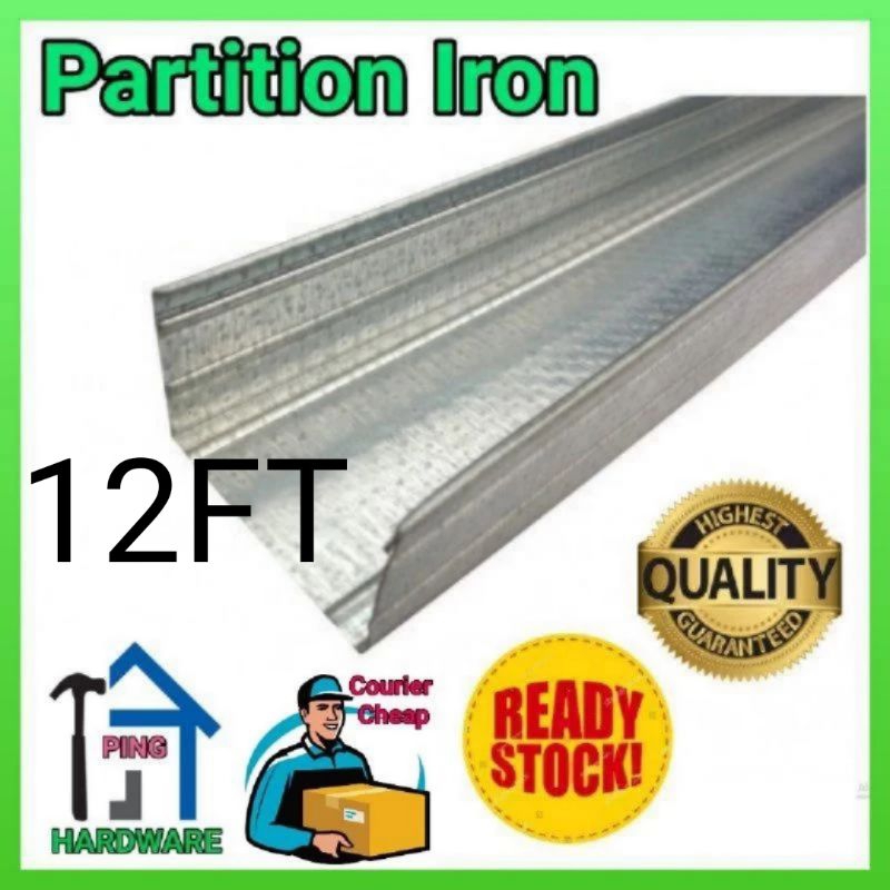12Feet [No Cut] (Rm9.20) Partition Besi U-Purlin 1"x 1 7/8" 47mm(W) x ...