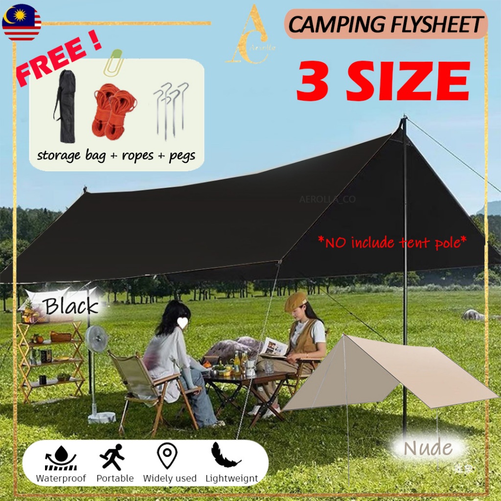 Camping Flysheet Tent Tarp 300x500cm Waterproof Sunshade Groundsheet ...