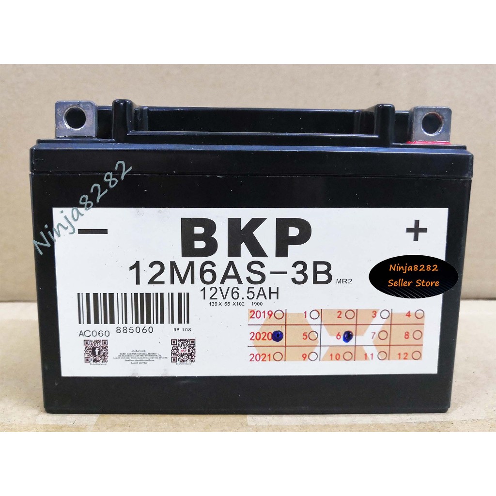 BATTERY BKP 12M6AS (YB6.5L) FOR MODENAS MR2 / DEMAK DTM 150 / DTM 200 ...