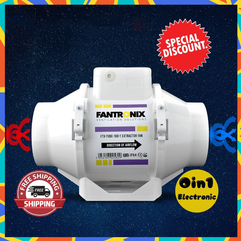 Bathroom Extractor fan with Run On Timer 4 inch Loft Mounted Inline ...