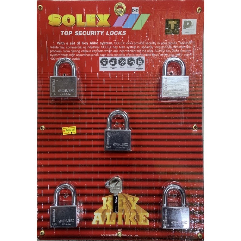 SOLEX PADLOCK SET PAD LOCK 40MM X 5 PCS (KEY-ALIKE) | Shopee Malaysia