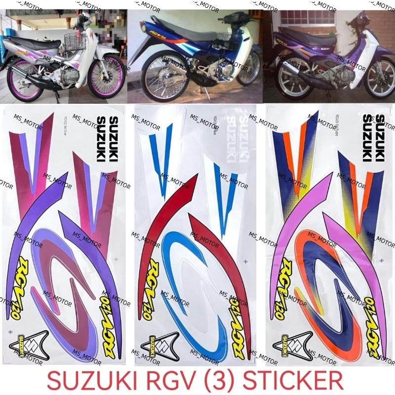 SUZUKI RGV BODY COVER STICKER STRIPE COVER SET (3) SILVER BLUE PURPLE ...