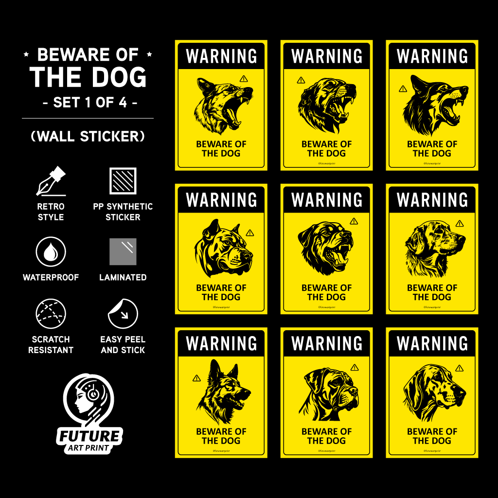 Beware of the Dog. Premium Sticker Sign Warning Caution Danger Signage ...
