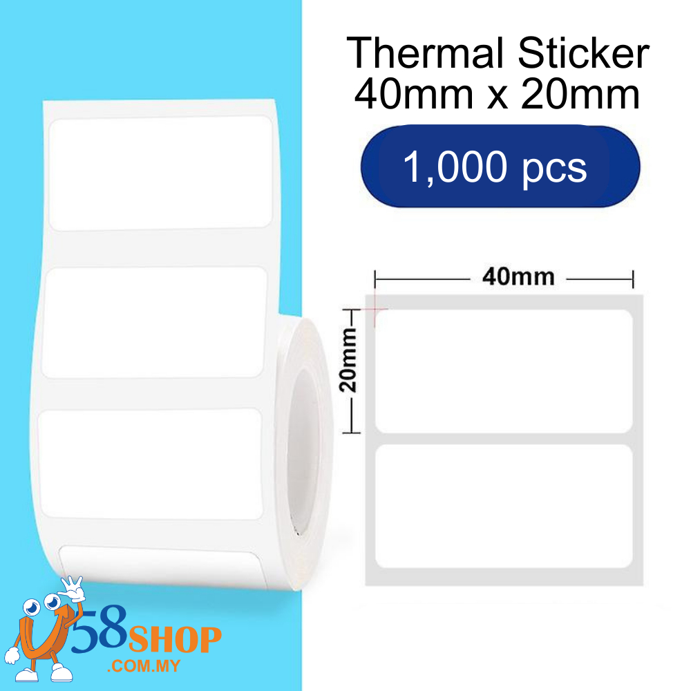 Barcode Label Sticker TP 40x20 1000pcs (Thermal Paper) | Shopee Malaysia