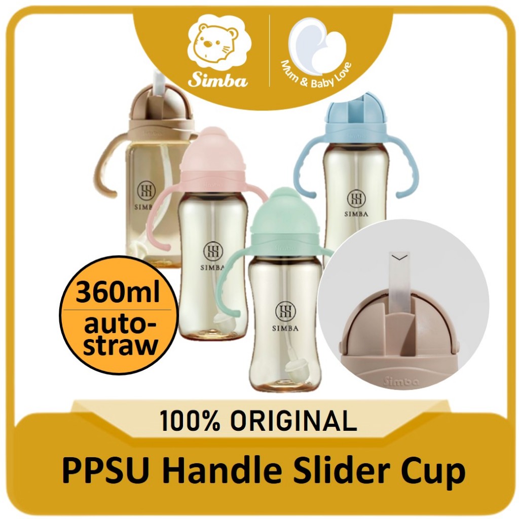 Simba PPSU Handle Slider Cup 360ml (6 months+), Sippy Straw Cup Allonge, Optional: Straw ...
