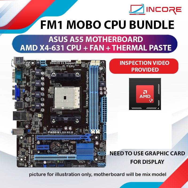 Asus F1A55 Series DDR3 FM1 Motherboard (Free AMD Quad Core CPU ...