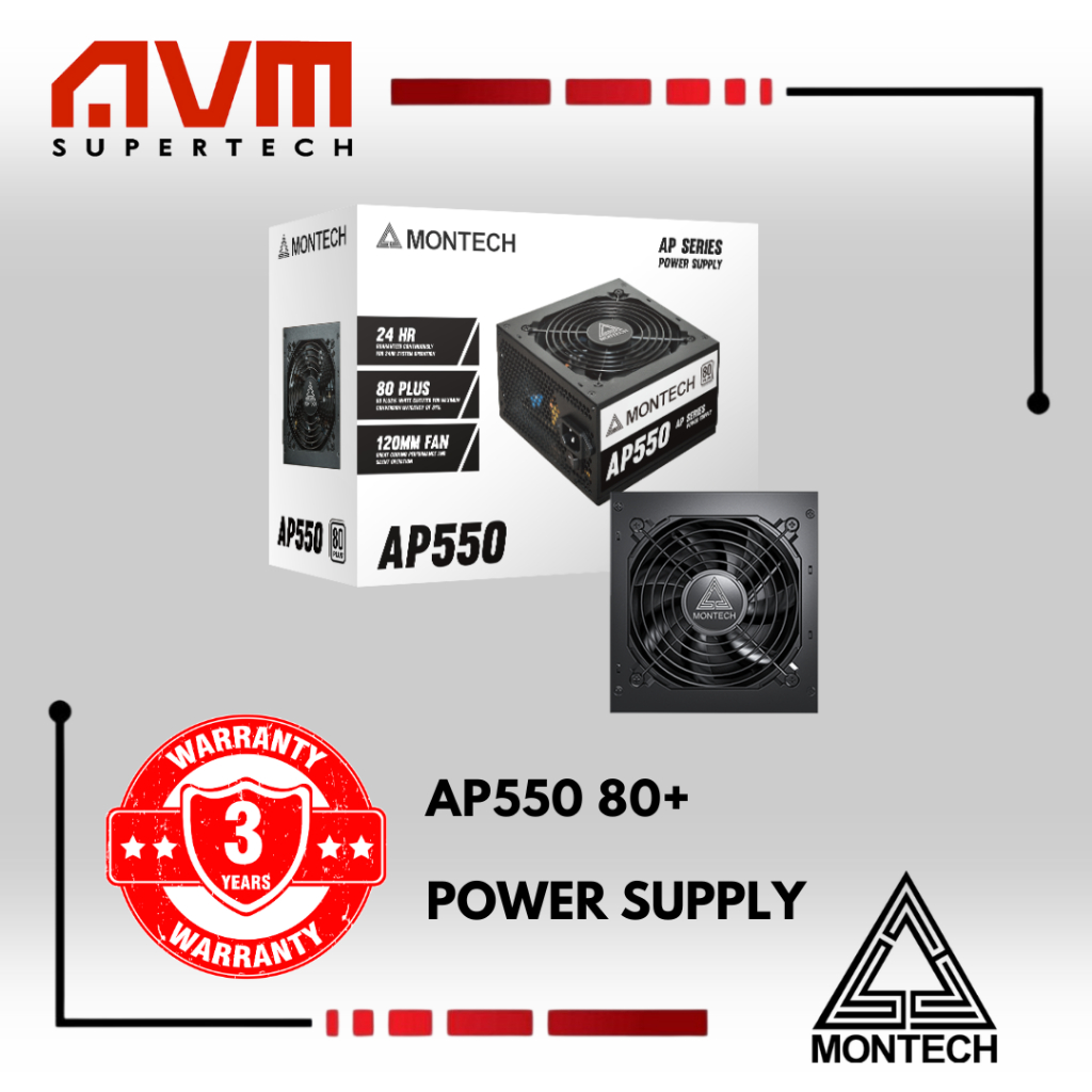 AVM MONTECH AP550 80+ White 550W Non-Modular PSU Power Supply | Shopee ...