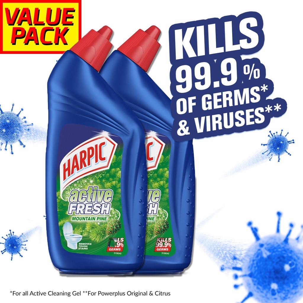Harpic Power Plus (450mlx2) / Active Gel (500mlx2) Disinfectant Toilet Bowl Cleaner | Shopee ...