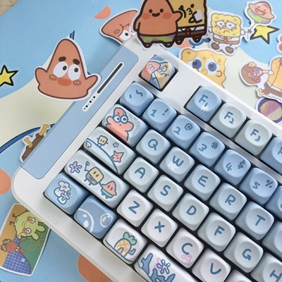 Cute Spongebob Keycap Mechanical Keyboard PBT MOA Keycap Customize ...
