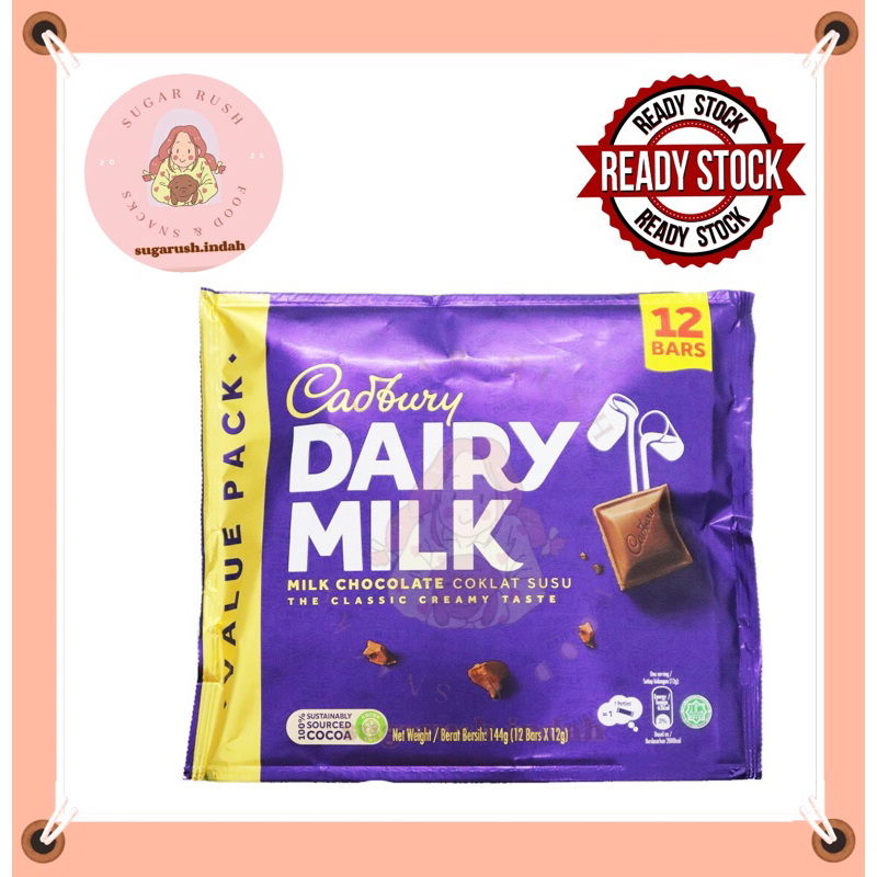 Cadbury Dairy Milk CHOCOLATE Bar Bag 144g Coklat | Shopee Malaysia