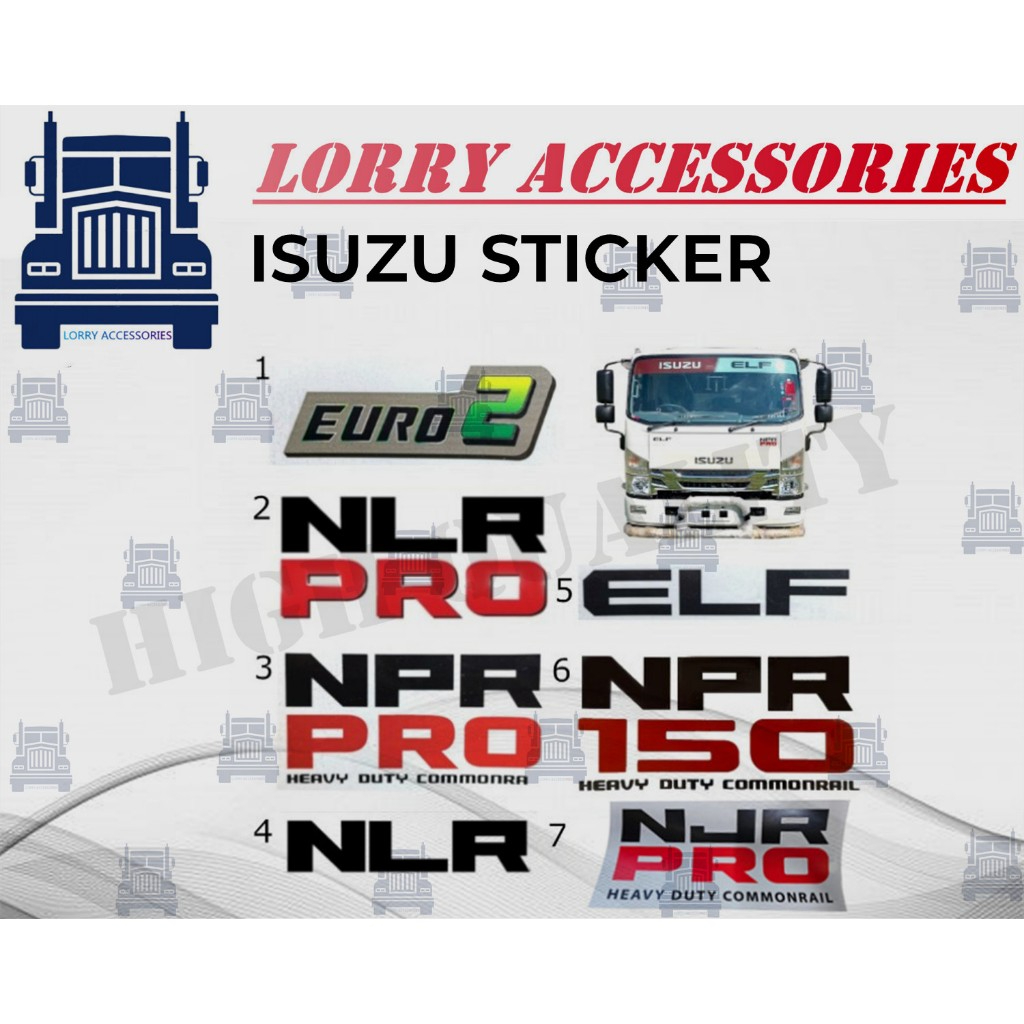 ISUZU STICKER (EURO 2/NLR PRO/ NPR PRO/NLR/ELF/NPR 150/NJR PRO/SAFETY ...