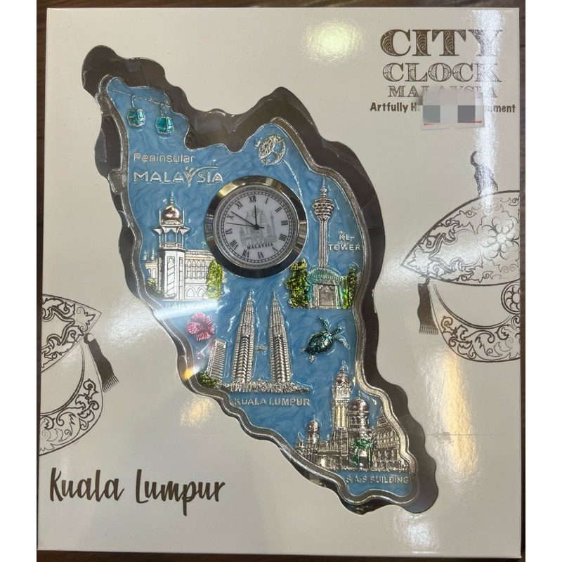 Malaysia map souvenir Metal table clock decoration twin tower KLCC ...