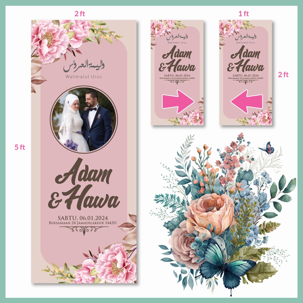 BUNTING KAHWIN dan PENUNJUK ARAH design simple FREE STICKER TQ menarik ...