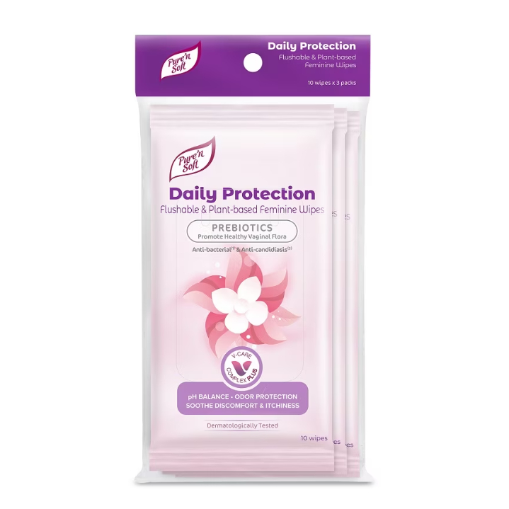PURE'N SOFT Daily Protection Feminine Wipes (3x10s) | Shopee Malaysia