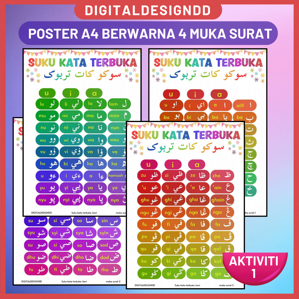 PDF Latih Tubi Suku kata terbuka Jawi membaca menulis Jawi Latihan suku ...