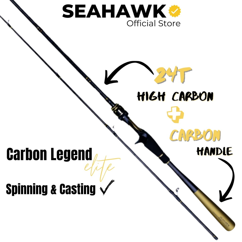 Seahawk Carbon Fury Legend Elite 24T High Carbon Carbon Handle Spinning ...