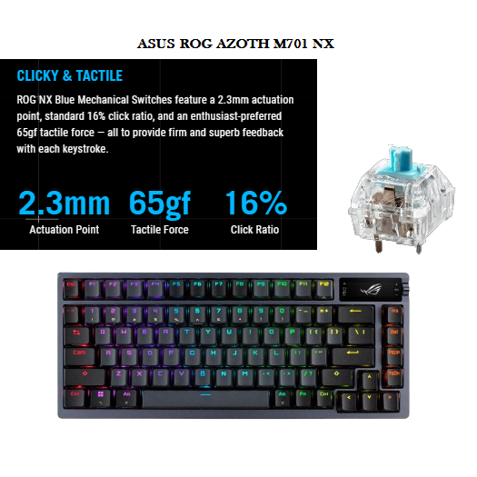 ASUS ROG AZOTH M701 NX MECHANICAL BLUE TACTILE GAMING WIRELESS ...