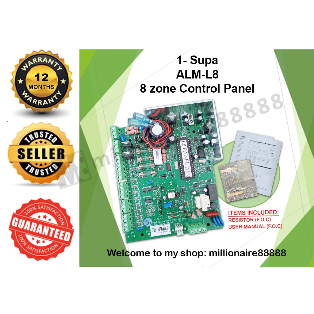 1-Supa ALM-L8 8 Zone Control Panel for Wire Alarm System | Shopee Malaysia