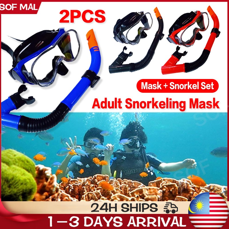 2 Pcs Diving Mask Anti-fog Swim Goggles Snorkeling Mask Breathing Tube ...