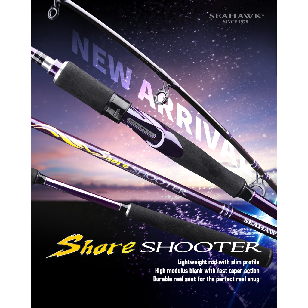 SEAHAWK fishing rod SHORE SHOOTER Spinning Rod 2 PIECE PACKING WITH PVC ...