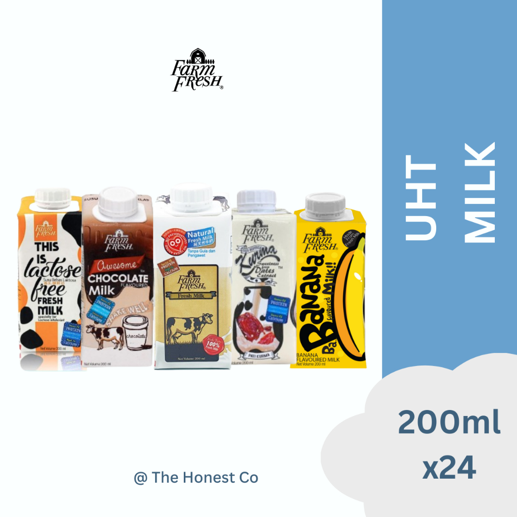FARM FRESH UHT FRESH/CHOCOLATE/KURMA/BANANA/LACTOSE FREE FRESH MILK 200ML X 24 PACKS - 1 CARTON ...