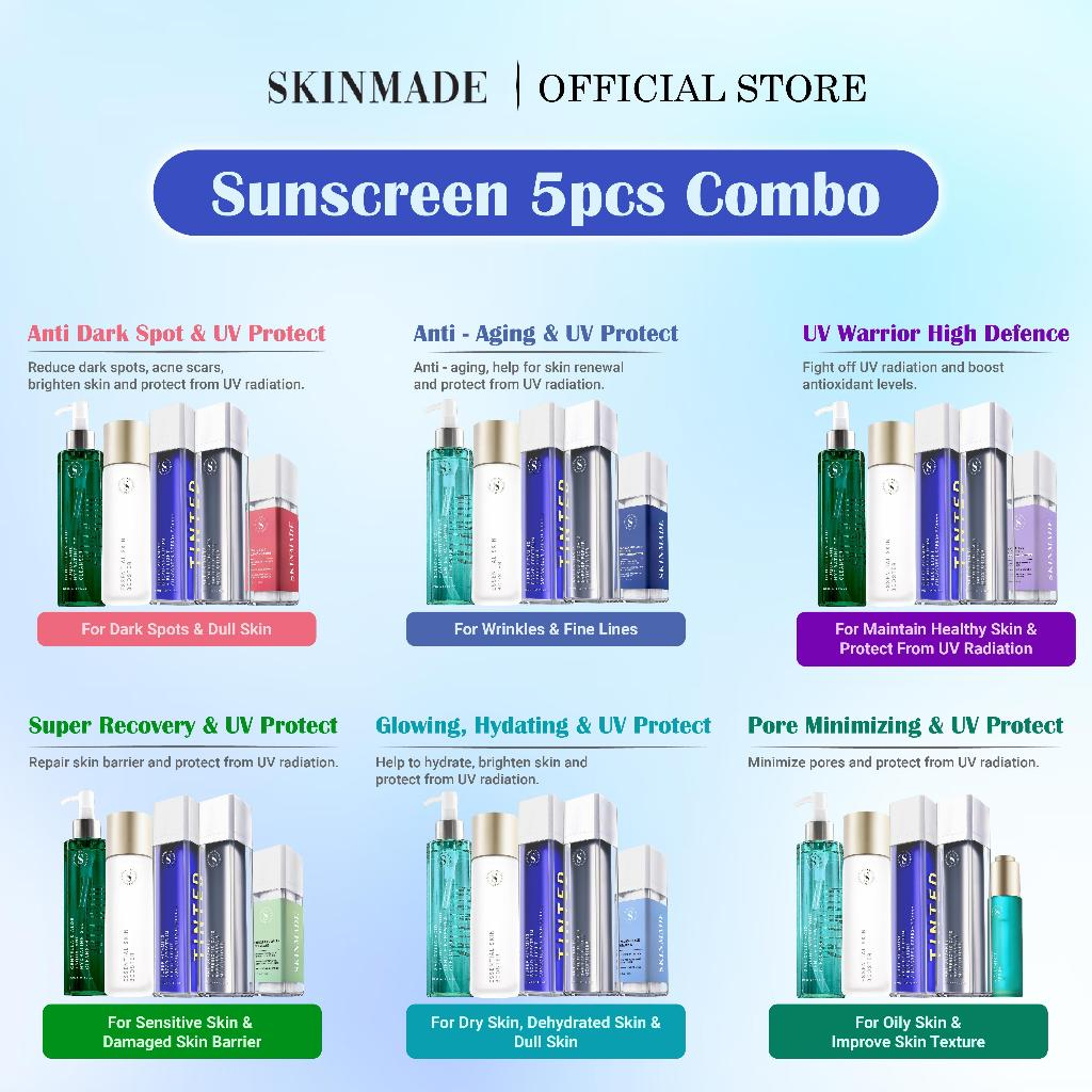 SKINMADE Combo Set - Sunscreen SPF50 + Face Serum + Moisturiser ...