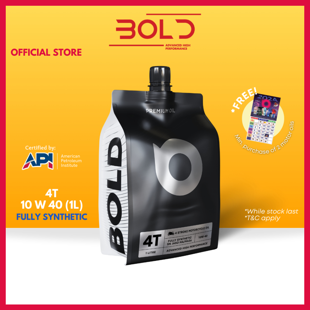 BOLD 4T 10w40 1L Fully Synthetic MA2 / SN Motorcycle Engine Oil Minyak ...
