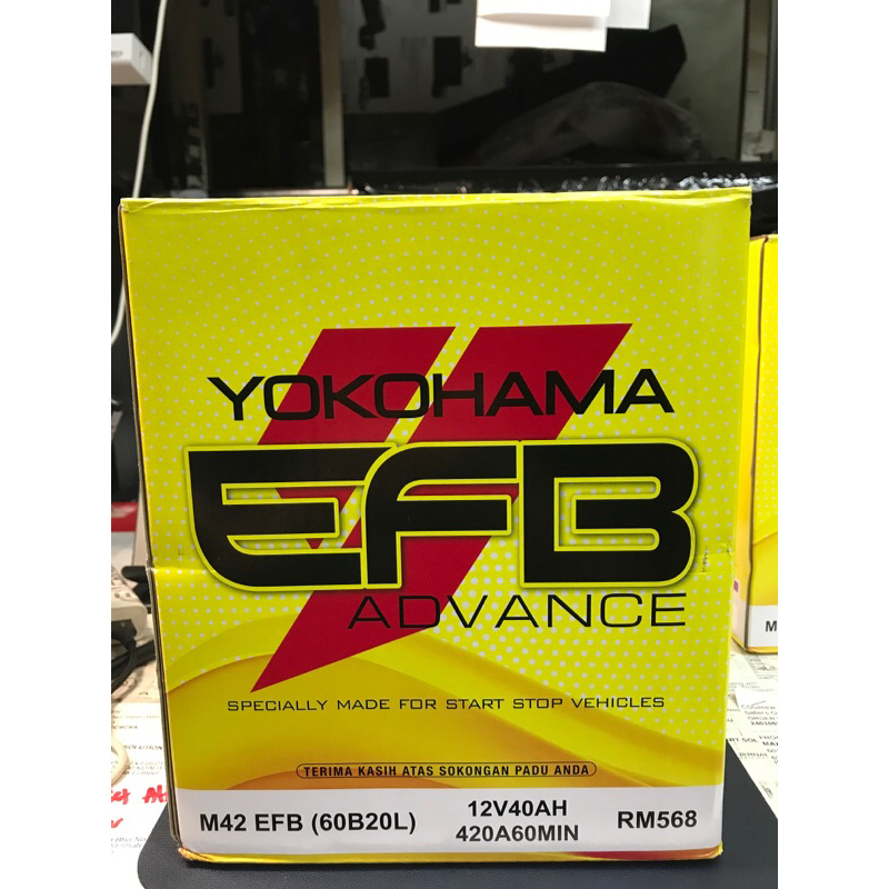 YOKOHAMA M42L EFB ADVANCE M42 (I-STOP) CAR BATTERY BATERI KERETA | Shopee Malaysia