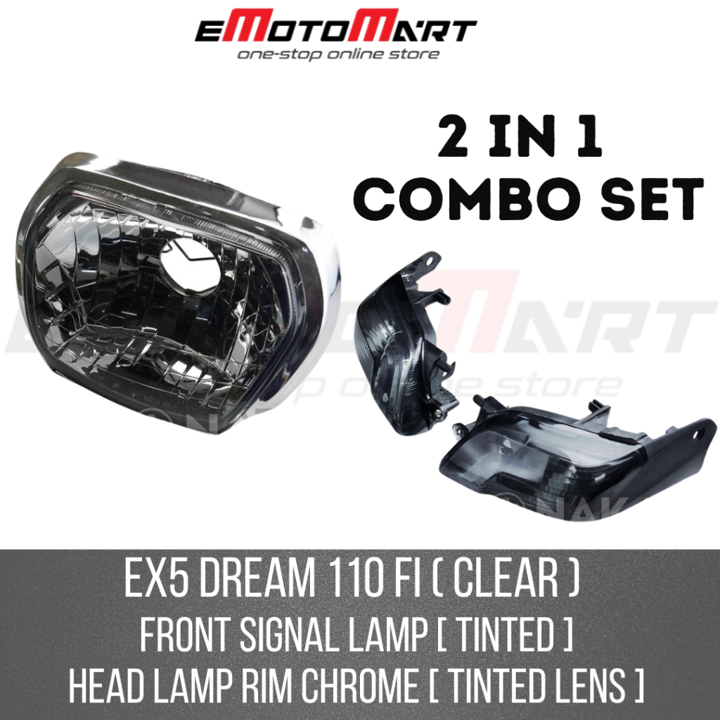 HONDA EX5 DREAM 110 FI [ FUEL INJECTION ] COMBO SET HEAD LAMP CHROME ...