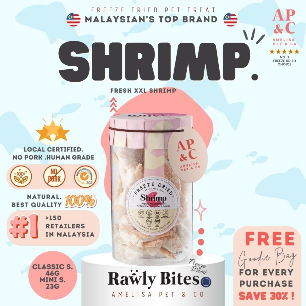 Amelisa Pet & Co. Freeze Dried Treats - XL SHRIMP Classic Series 46g ...