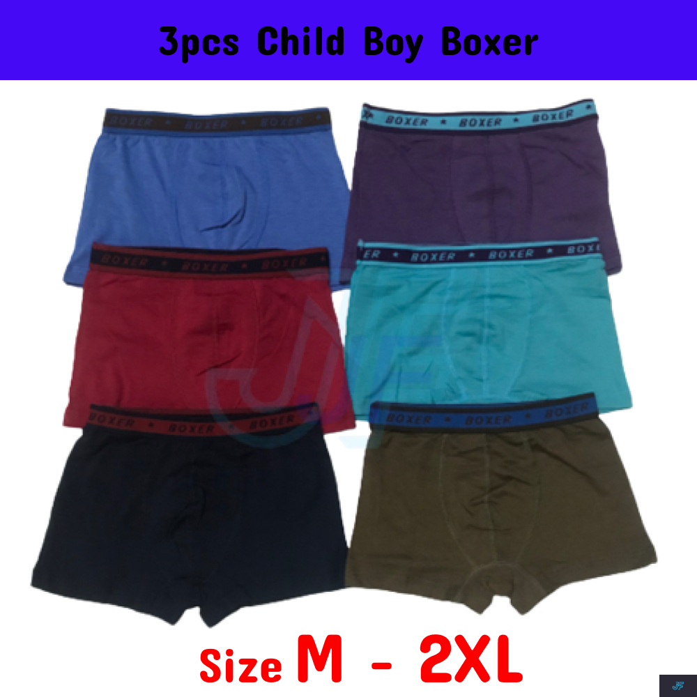 3 Pcs Child Boy ’s Underwear BOY’S BOXER ( RANDOM - MIX COLOUR ) SIZE ...
