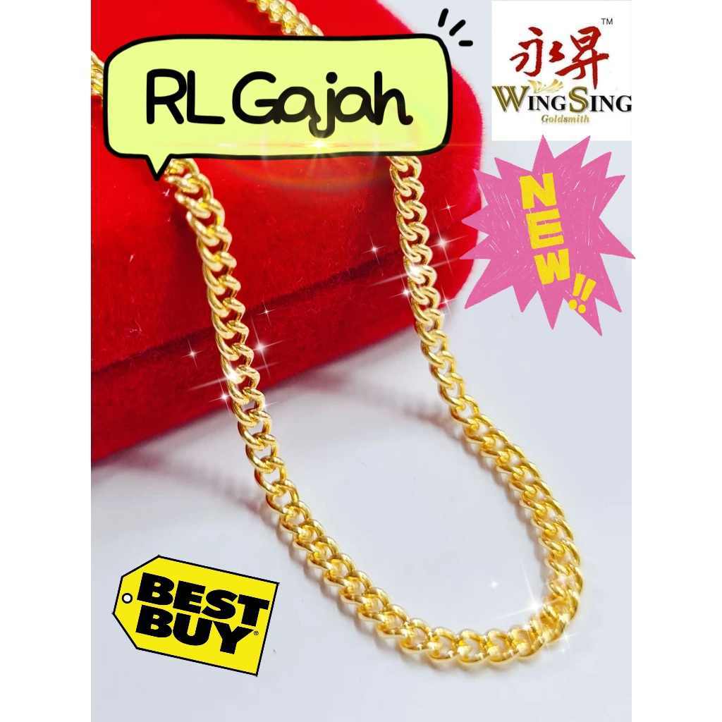 Wing Sing Rantai Leher Gajah Licin Bajet Emas 916/ 916 Gold Budget ...
