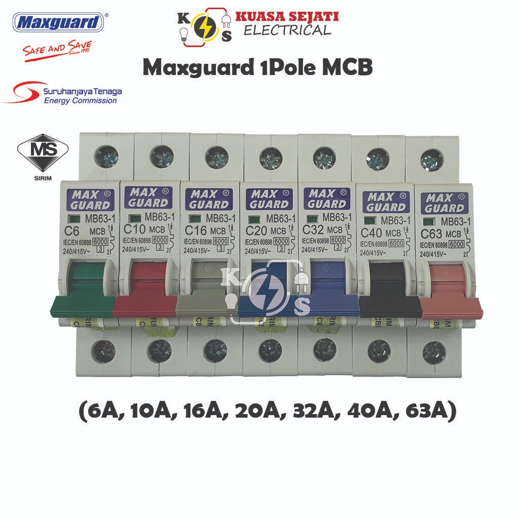 Maxguard 6kA 1Pole Miniature Circuit Breaker (MCB) 6A, 10A, 16A, 20A ...