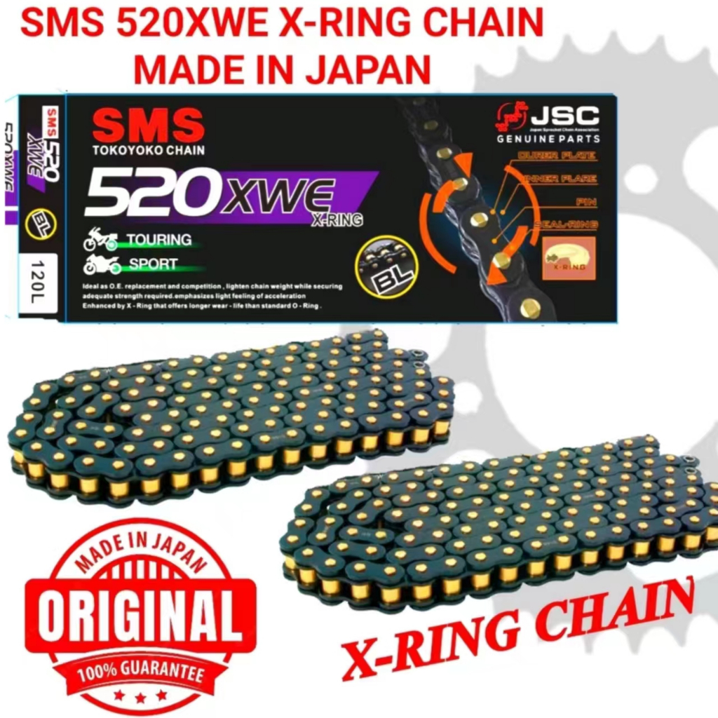 SMS 520 XWE-120L X-RING CHAIN BLACK + GOLD CBR250 TZR250 R25 KTN200 ...