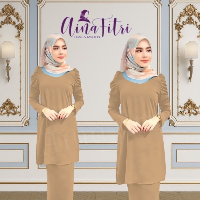 Baju kurung Puff Sleeve Kain Italian Cey Crep. New Arrivals Raya 2024 ...