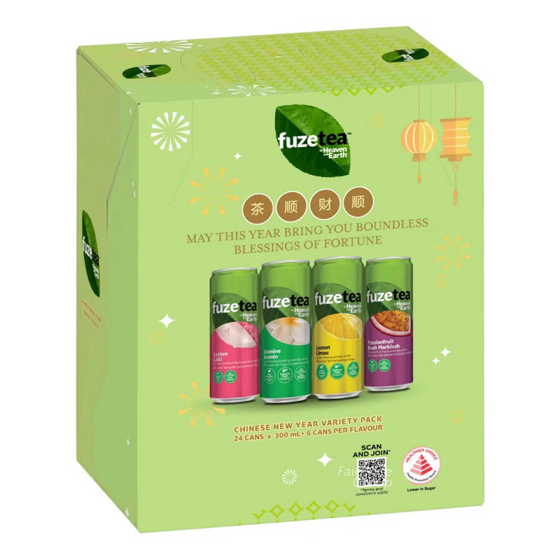 Fuze Tea Can Drink - CNY Variety Pack 24 cans x 300ml 新年饮料 | Shopee ...