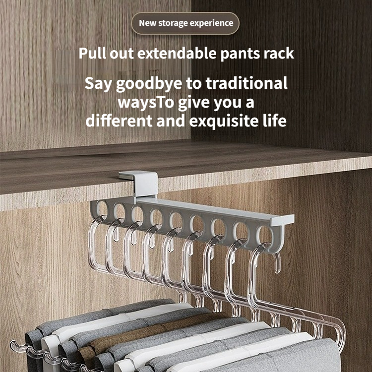 【Ready Stock】Pullable pants rack household wardrobe pants rack wardrobe ...