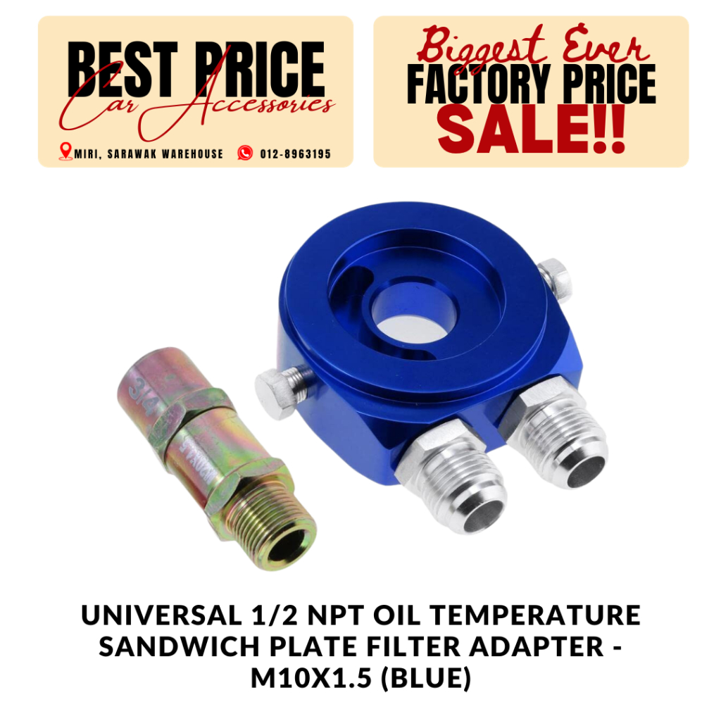 Universal 1/2 NPT Oil Temperature Sandwich Plate Filter Adapter - M10x1 ...