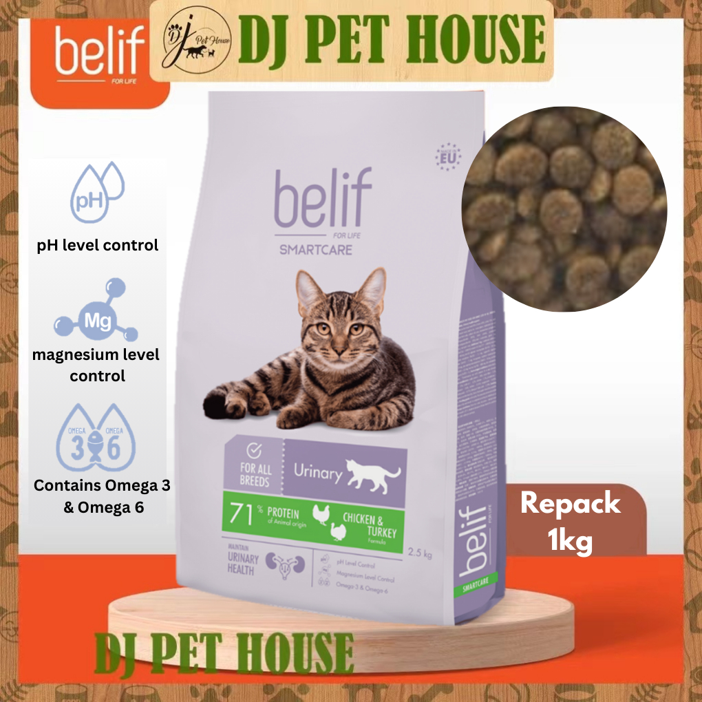 Belif Cat Adult Urinary Chciken & Turkey Dry Cat Food Repack 1kg Maknan ...